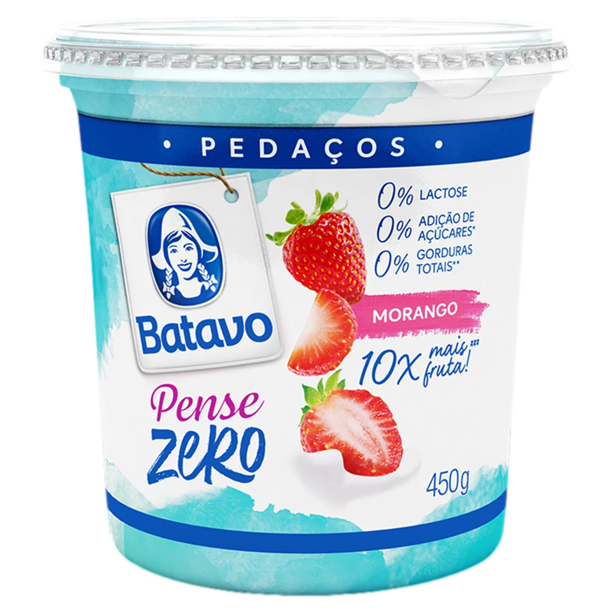 Iogurte Desnatado Morango Zero Lactose Batavo Pense Zero Pedaços Pote ...