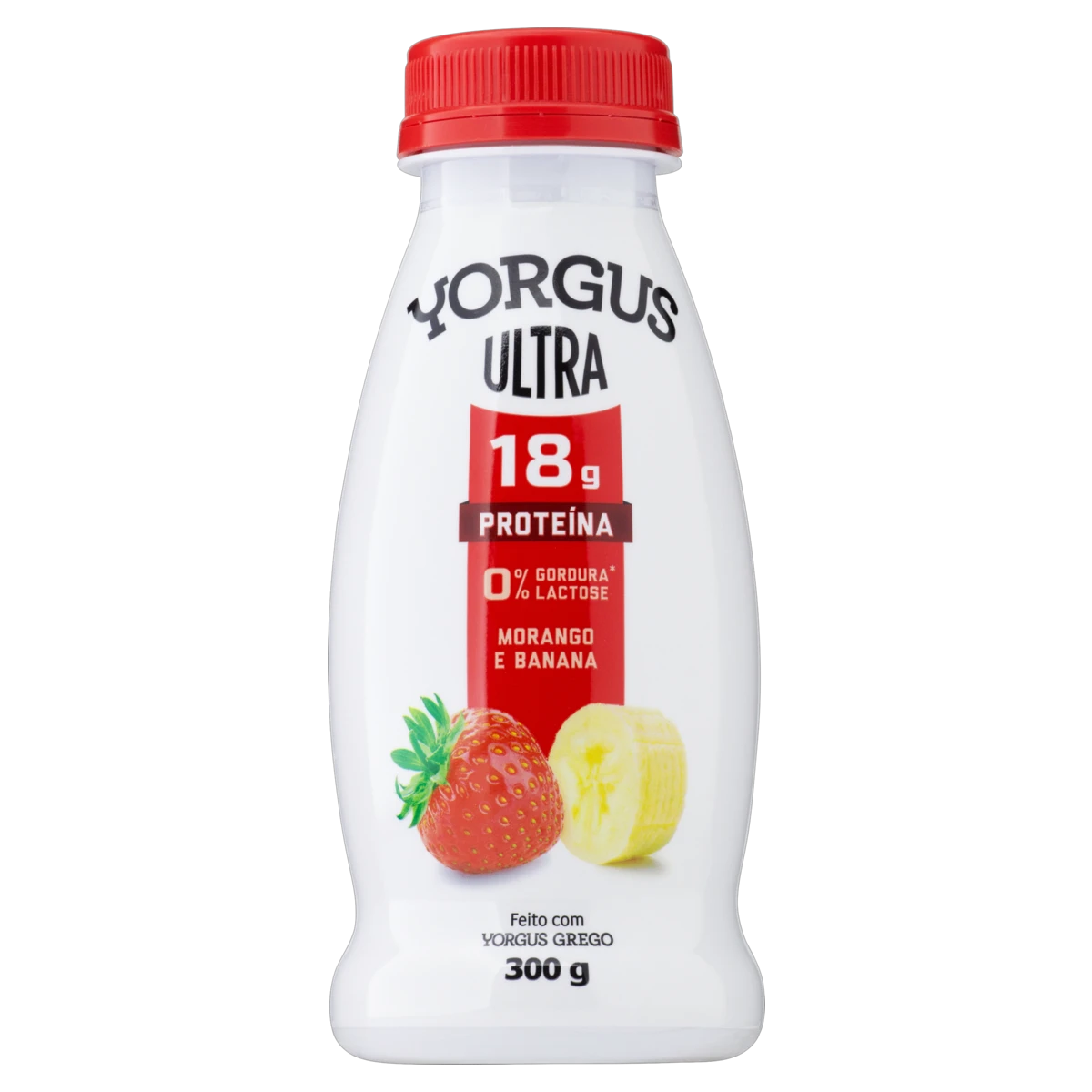 Iogurte Desnatado Morango e Banana Zero Lactose Yorgus Ultra Frasco 300g